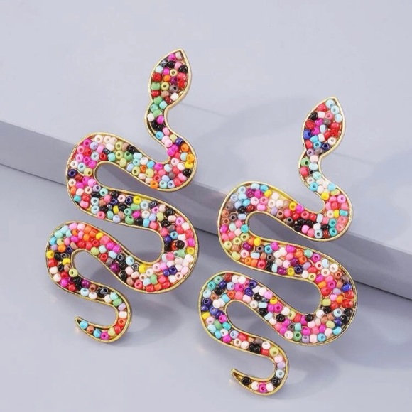 Jewelry | Bright Colored Snake Statement Earrings So Cute And Pops With Color | Poshmark